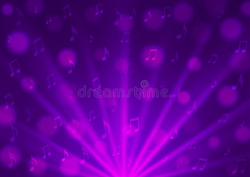Vector Abstract Pink Music Notes, Light Rays and Bokeh in Dark Purple ...