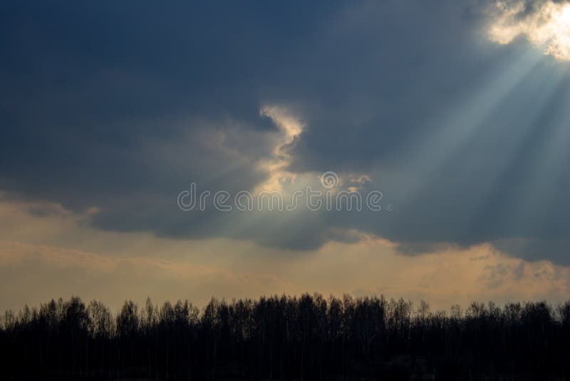 Light Rays or Rays of God, the Yellow Rays of the Sun Pass through the ...