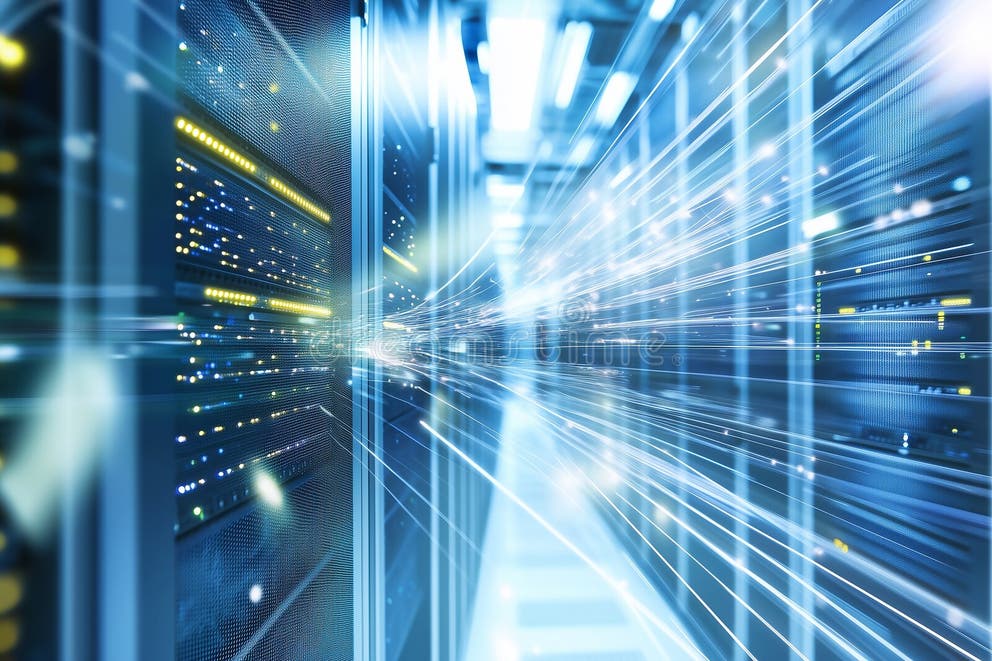 Light Rays and Server Machines Stock Illustration - Illustration of ...