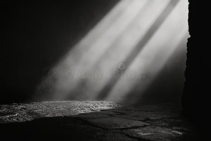 Light Rays Stream Open Door Creating Dramatic Contrast Dark Space Stock ...