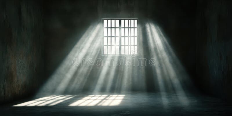 Light Rays Streaming through Barred Window in Dim Room Stock Image ...