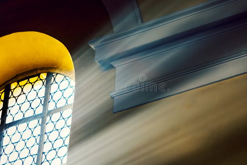 Rays of Light Shining Up. Beam of Light and the Fluffy Clouds. Pink ...