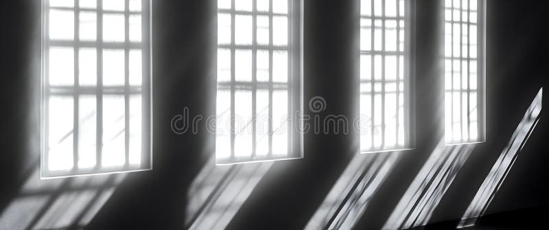 Light Rays through Windows - Monochrome Interior Stock Illustration ...