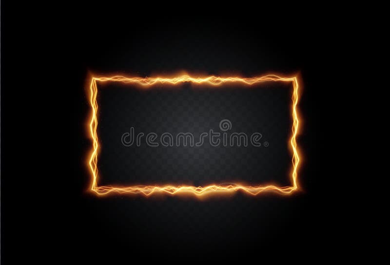 Light Rectangle Golden Lightning Png. Frame Made of Fire Light Effect ...