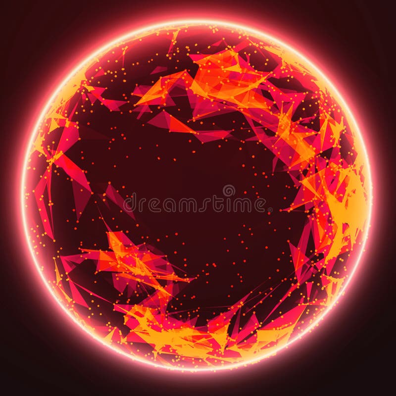 Light Red Abstract Sphere Modern Earth Dynamic Particles and Glowing ...