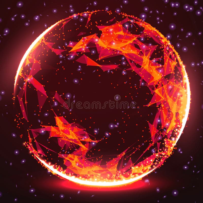 Light Red Abstract Sphere Modern Earth Dynamic Particles and Glowing ...