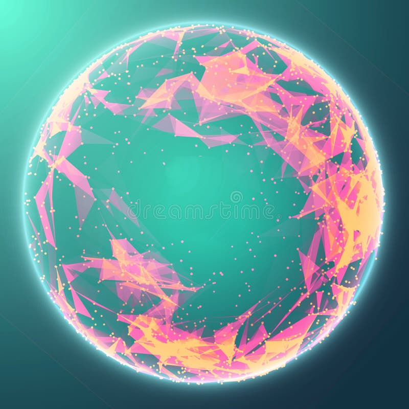 Light Red Abstract Sphere Modern Earth Dynamic Particles and Glowing ...