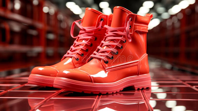 Light Red Galoshes on a Red Background Stock Photo - Image of lined ...