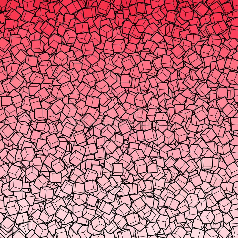 Light Red and Orange Cubes Element Background. Overlapping Geometry ...