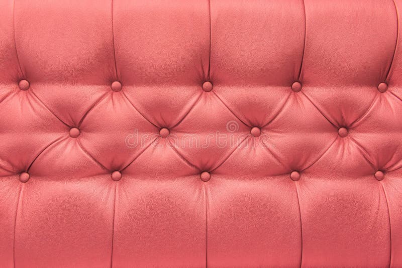 Light Red Peach Colour Leather Upholstery Sofa with Pattern Button ...