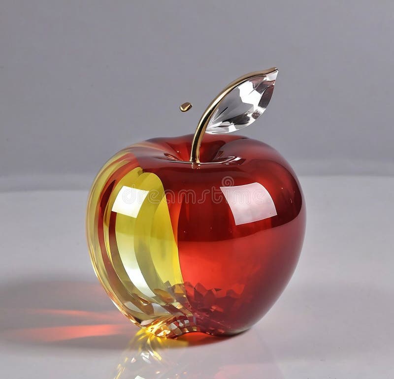 Light Red Yellow Smooth Transparent Crystal in the Shape of an Apple ...