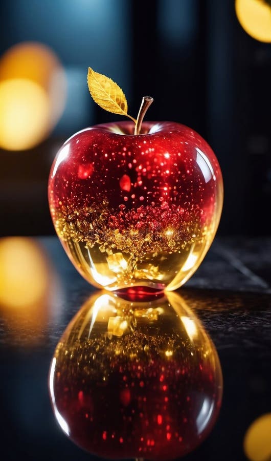 Light Red Yellow Smooth Transparent Crystal in the Shape of an Apple ...