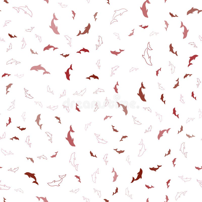 Light Red, Yellow Vector Seamless Template with Dolphins. Stock Vector ...