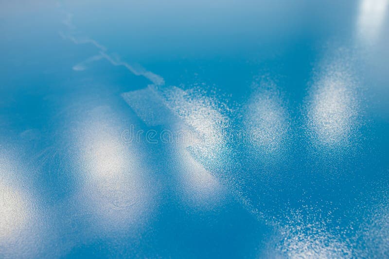 Light Reflecting on Blue Rubber Flooring Coated with Epoxy Resin Stock ...