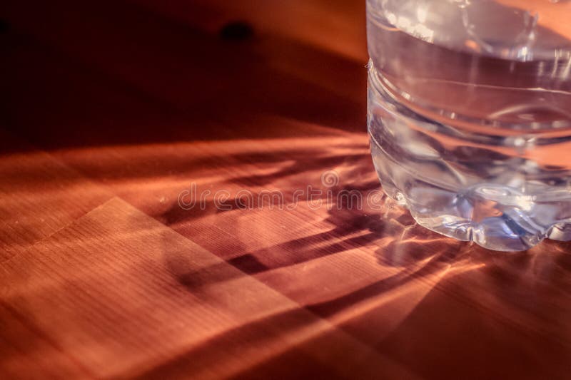 Light Reflection Casted on a Wooden Surface. Stock Image - Image of ...