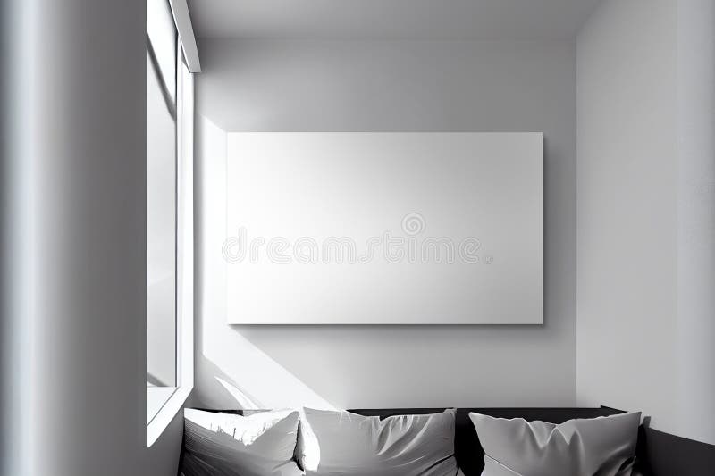 Light Reflection Inside through Window and Blank Canvas or Frame Mockup ...