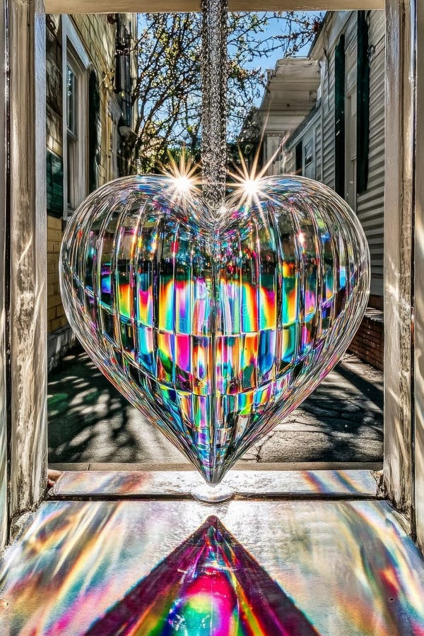 Light Reflections Create Vibrant Rainbow Patterns through a Glass Heart ...