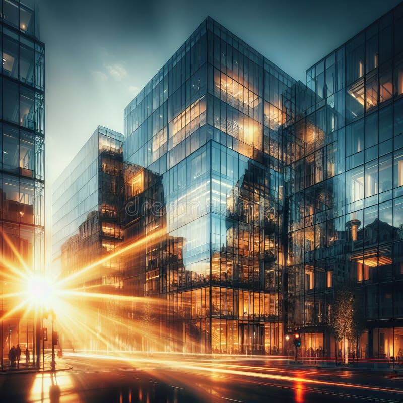 Light Reflections on a Glass Building Facade Stock Illustration ...