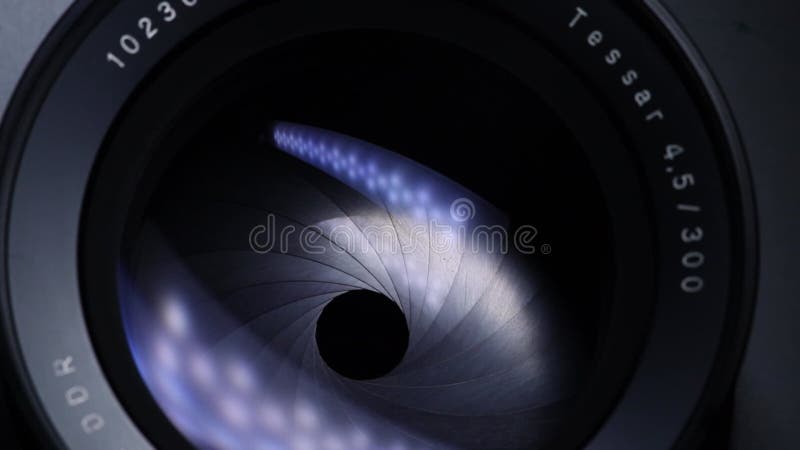 Camera Lens Close Up. Opening and Closing Aperture Stock Video - Video ...