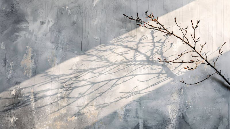 Light Reflections on a Wall with a Branch, Painted in Soft Pastel ...