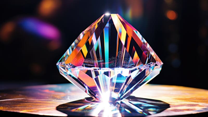 Light Refracted in the Edges of a Crystal Glass on Black Background ...