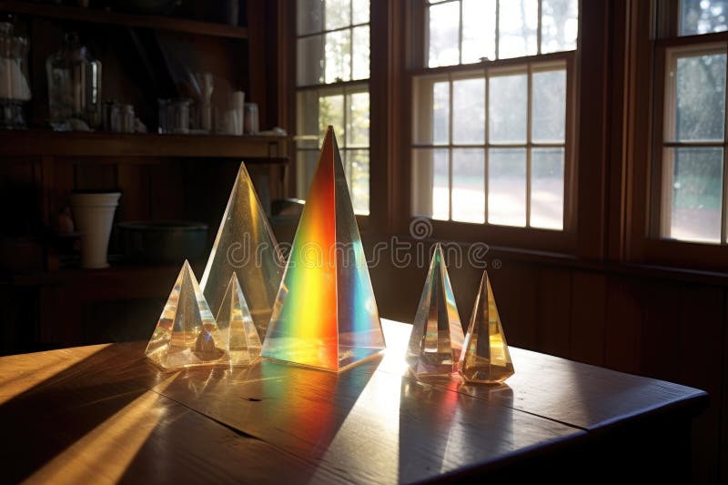 Light Refracting through Glass Prisms Stock Illustration - Illustration ...