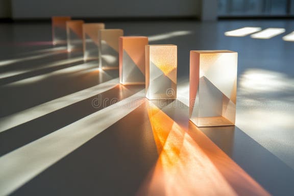 Light Refracting through Transparent Rectangular Prisms Creating ...