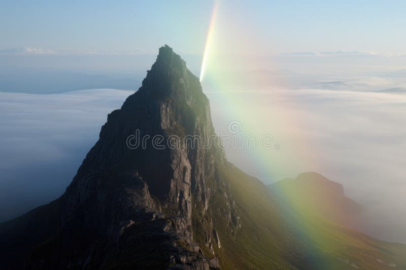 Light Refraction Creating a Brocken Spectre on a Mountain Peak Stock ...