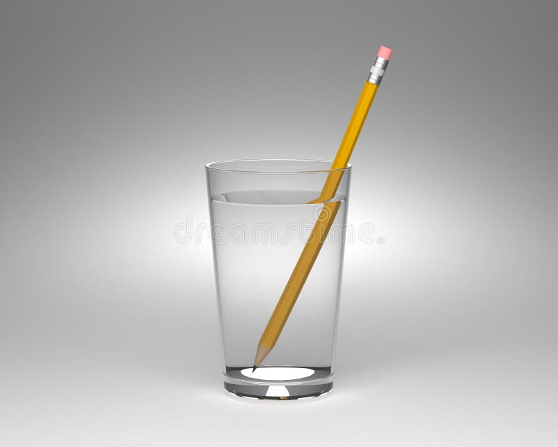 Light Refraction Experiment in a Glass of Water. 3D Rendering. Stock ... Light Refraction Experiment in a Glass of Water. 3D Rendering. Stock ...