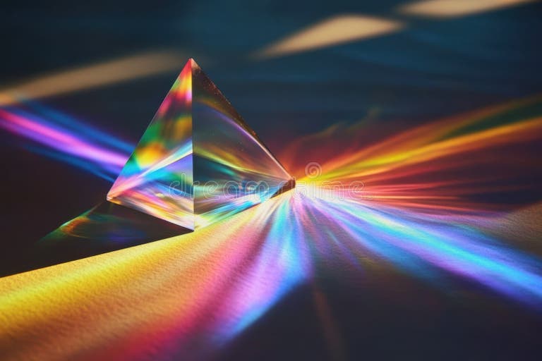 Light Refracts through a Prism Creating Vibrant Rainbow Patterns on a ...