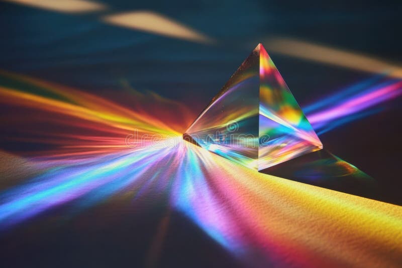 Light Refracts through a Prism Creating Vibrant Rainbow Patterns on a ...