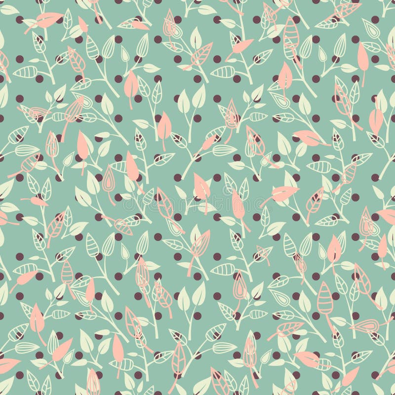 Light Retro Leaves on Branches Seamless Pattern Stock Illustration ...