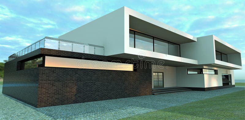 The Light of the Rising Sun is Reflected in the Windows of a Luxurious ...