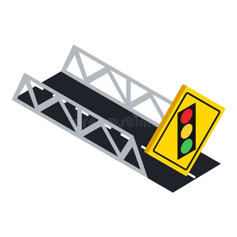Light Roadsign Icon Isometric Vector. Road Bridge and Warning Road Sign ...