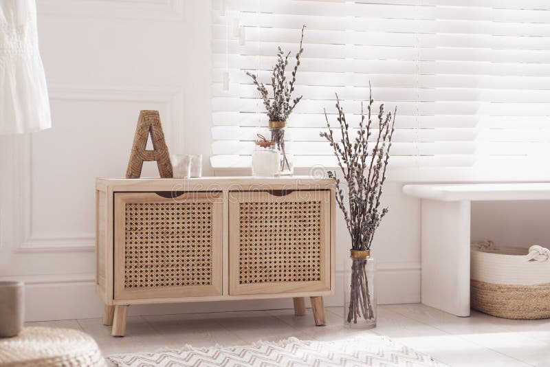 Light Room Interior with Willow Tree Stock Image - Image of beautiful ...