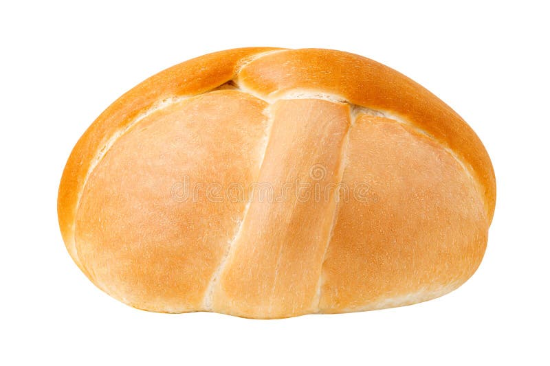 Light Round Loaf Bread, Side View, Isolated on White Background with ...