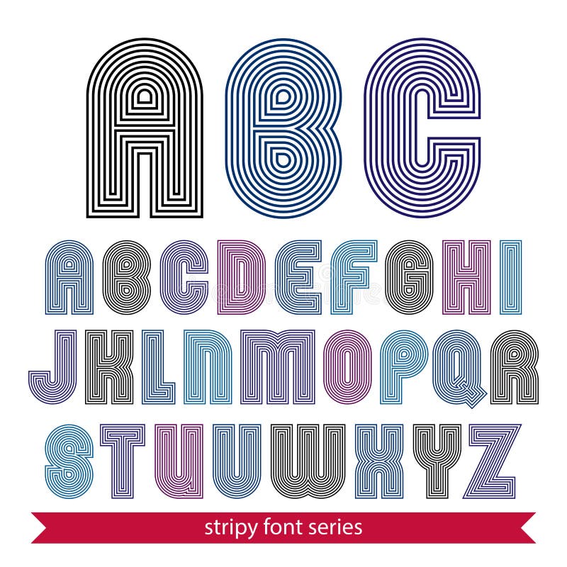 Light Rounded Geometric Font Created from Lines. Vector Decorative ...