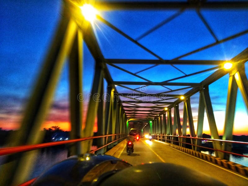Light of Sabo& X27; Bridge in West Borneo Indonesia Stock Photo - Image ...
