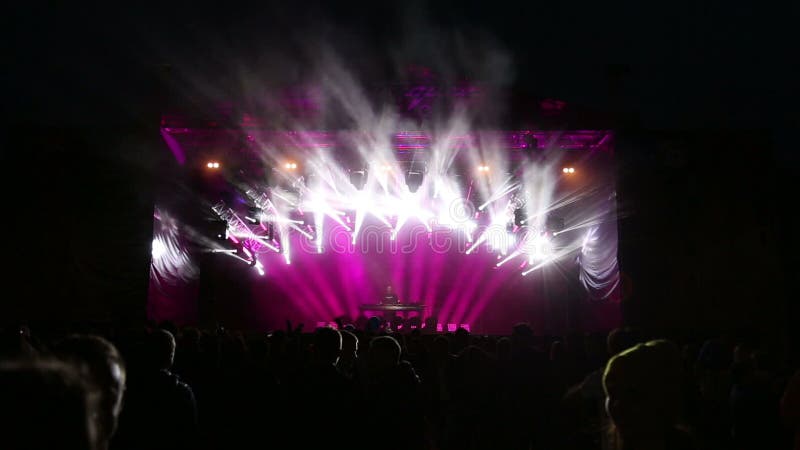 Light Scene in Large Stadium at Rave Party Stock Footage - Video of ...