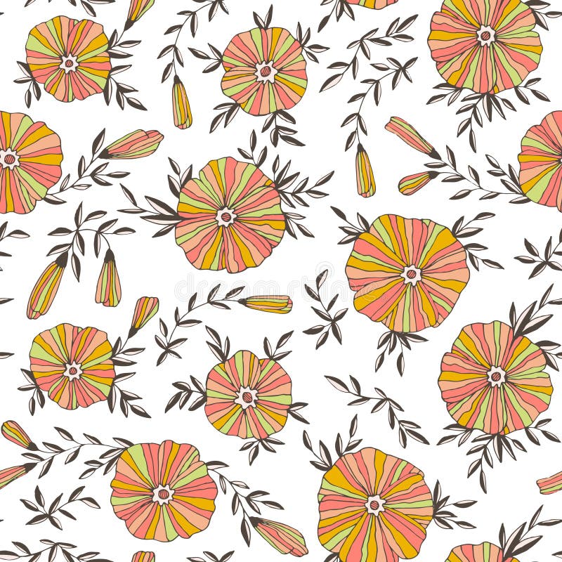 Light Seamless Pattern with Elegant Flowers. Stock Vector ...