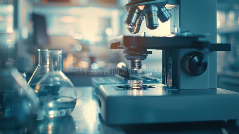 Light and Shadow Chase in a Bright Biomedical Laboratory Stock ...