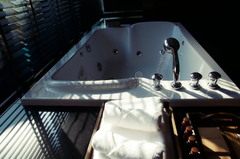 Light and Shadow on the Granite Floor and Warm Lighting in Spa Resort ...