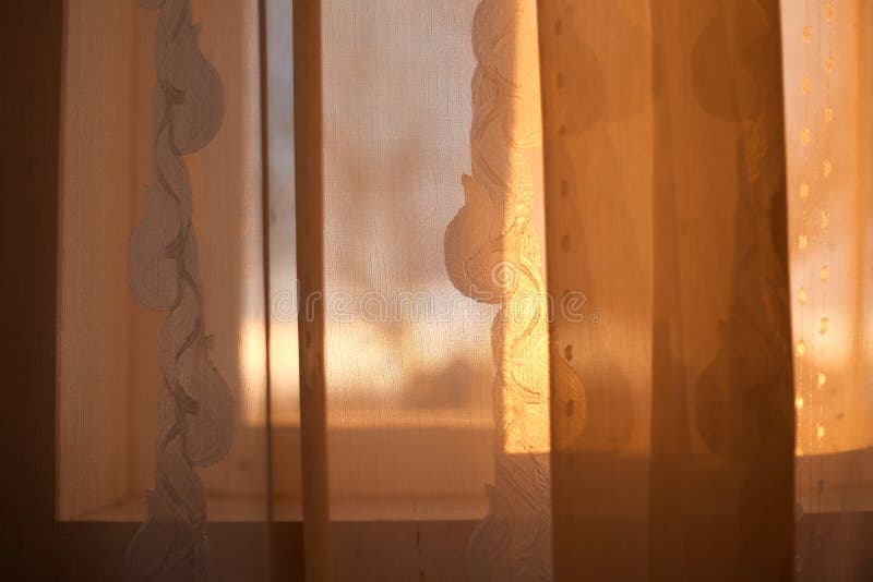 The Light and Shadow on the Inner Silk Blinder or Curtain, Sun Light ...