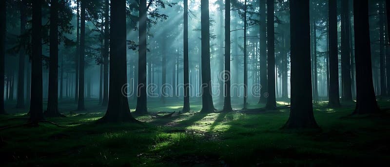 Light and Shadow Play in a Dense Forest Stock Photo - Image of morning ...