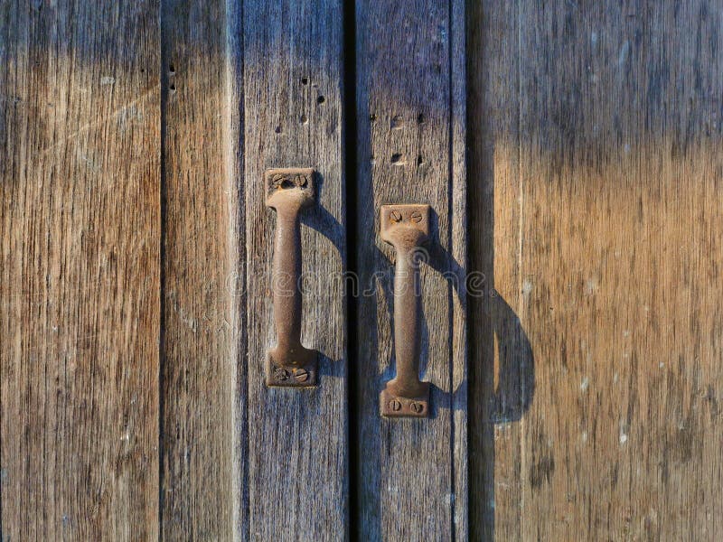 Vintage Door Handel on the Wood. Stock Photo - Image of close ...