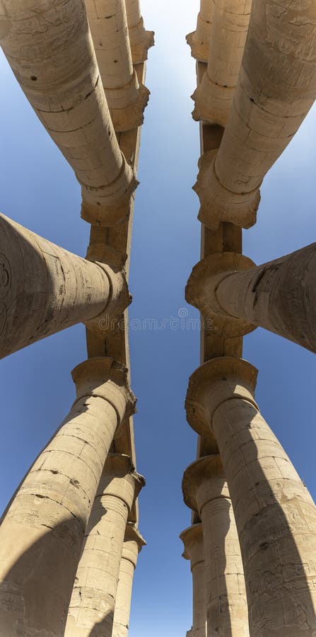 Light and Shadow: a Walk among the Columns of Luxor Stock Photo - Image ...