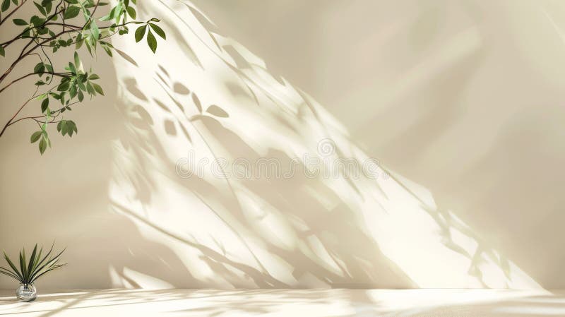 Light and Shadow from the Window and Vegetation on the Wall Create an ...