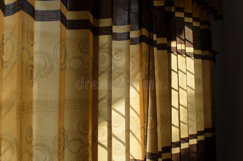 Light and Shadow, Yellow Signs on the Windows in the Sun Stock Photo ...