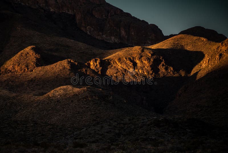 Light and Shadows on the Chisos Mountains Stock Photo - Image of rock ...