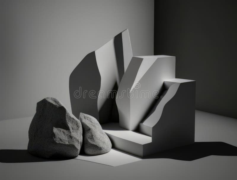 Light and Shadows Creating a Unique Texture. Podium, Empty Showcase for ...